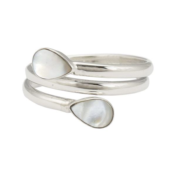 Ring DOS GOTAS Perlmutt 18,5mm, Silber