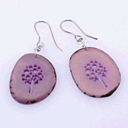 Ohrhänger Tagua Tree einfach, lila